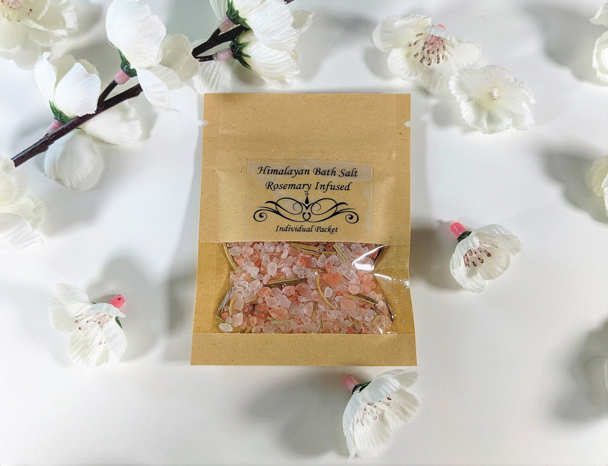 Mini Rosemary Himalayan Pink Salt Packets, Bath Salts